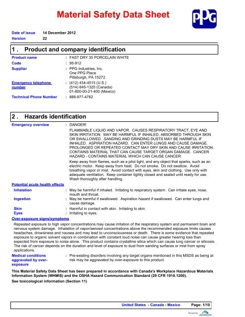 Material Safety Data Sheet