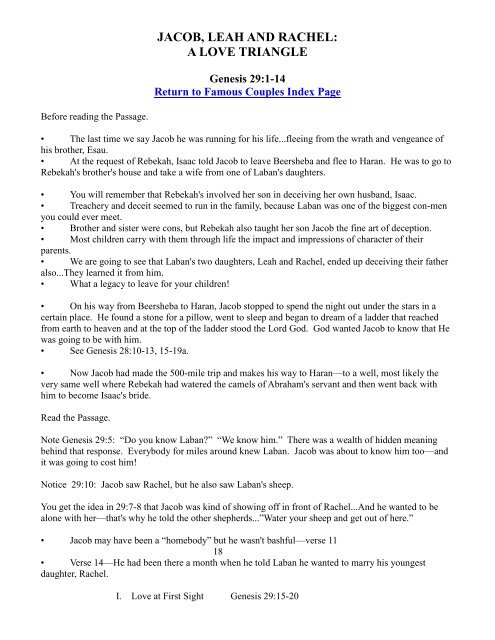 4.Jacob, Leah, and Rachel: A Love Triangle - Bivosmallchurch.net