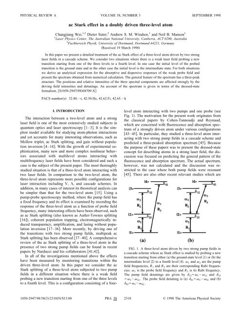 ac Stark effect in a doubly driven three-level atom - Experimentelle ...