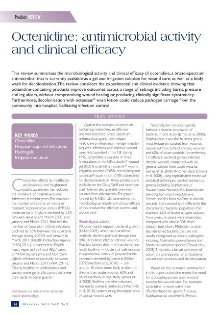 Octenidine: antimicrobial activity and clinical efficacy - Wounds UK