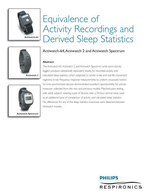 Equivalence of Activity Recordings and Derived Sleep ... - Actigraphy