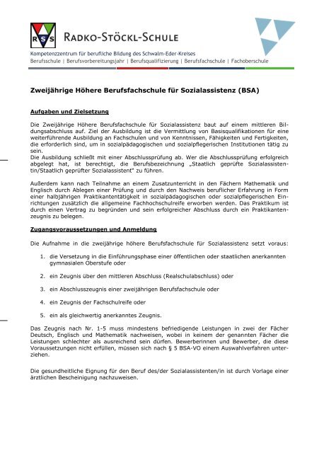 Informationsblatt - Radko-StÃ¶ckl-Schule