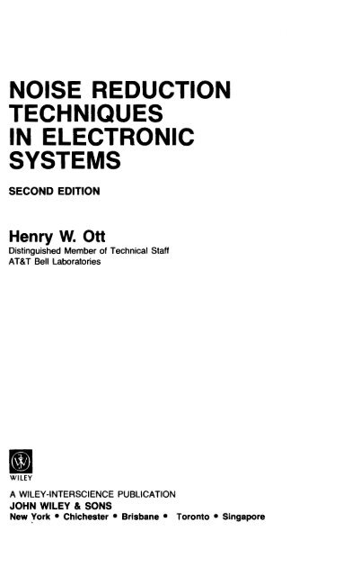 NOISE REDUCTION TECHNIQUES IN ELECTRONIC SYSTEMS