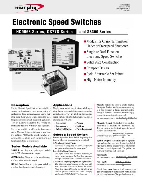 Electronic Speed Switches - Mid-Atlantic Engine Supply Corporation