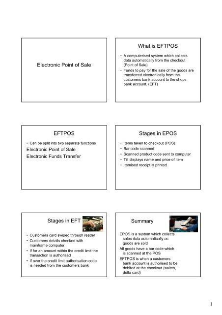 Electronic Point of Sale What is EFTPOS EFTPOS Stages in EPOS ...