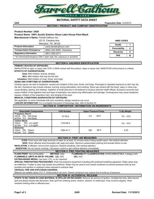 2429 100% Acrylic Ext Gloss House Paint Black - Farrell - Calhoun ...