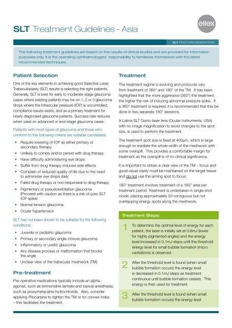SLT Treatment Guidelines - Asia - SLT for Glaucoma | Ellex