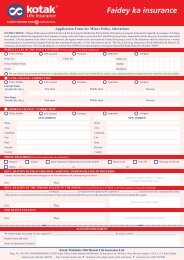 Rider Claim Intimation Form - Kotak Life Insurance - Kotak Mahindra