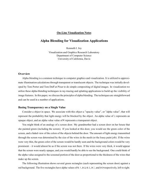 Alpha Blending for Visualization Applications