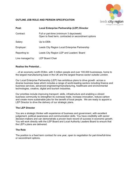 OUTLINE JOB ROLE AND PERSON SPECIFICATION Post ... - ICAEW