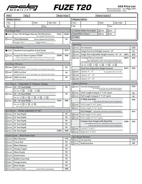 Standard Order Form - PDG Mobility Technologies