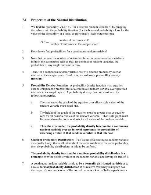 Key Properties Of The Normal Distribution