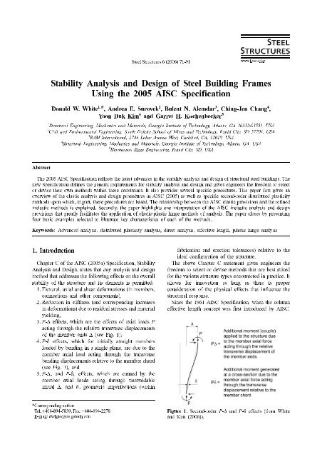 Stability Analysis and Design of Steel Building Frames Using the ...