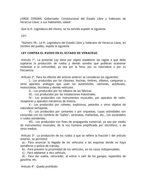 ley numero 59 contra el ruido en el estado