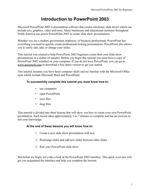 Introduction to PowerPoint 2003