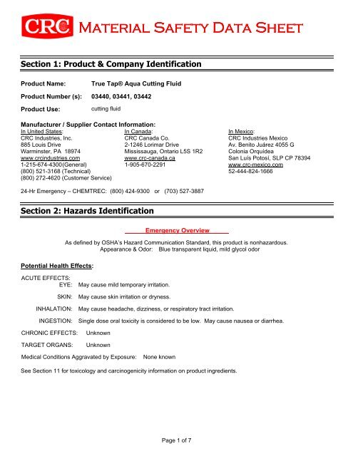 MSDS - CRC Industries