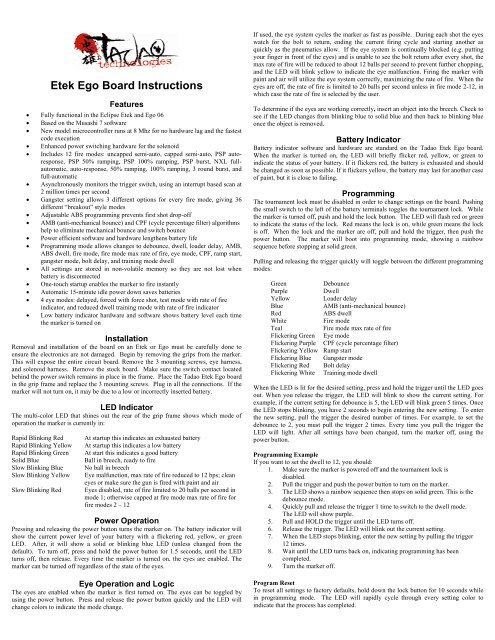 Etek Ego Board Instructions - Tadao Technologies