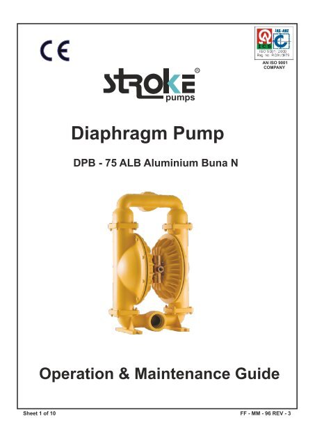Diaphragm Pump DPB - 75 ALB Aluminium Buna N - Stroke Pumps