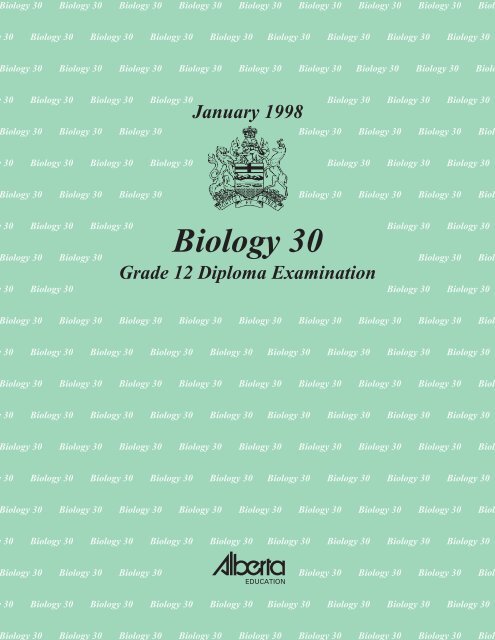 Biology 30 January 1998 Grade 12 Diploma Examination