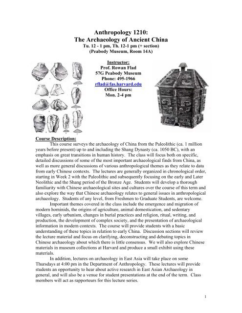 Anthropology 1210: The Archaeology of Ancient China