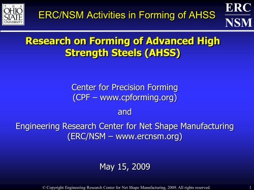 NSM - Net Shape Manufacturing