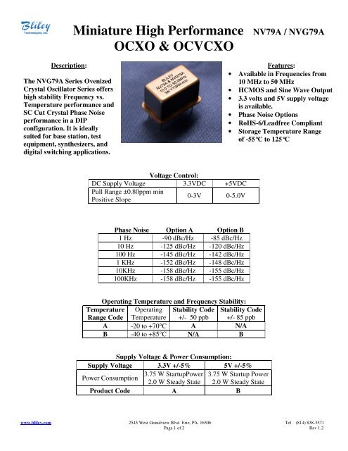 nv79 - ocxo ocvcxo - Bliley