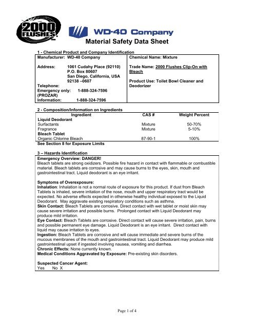 Material Safety Data Sheet (MSDS) WD-40, 59% OFF