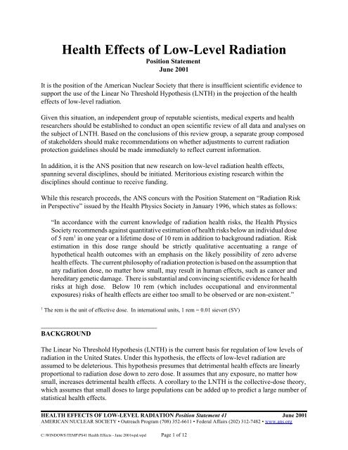 Health Effects of Low-Level Radiation - Phil Rutherford