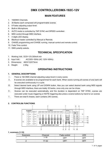 DMX CONTROLLER/DMX-192C-12V