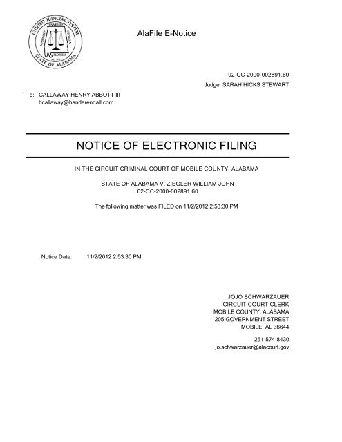 NOTICE OF ELECTRONIC FILING - AL.com