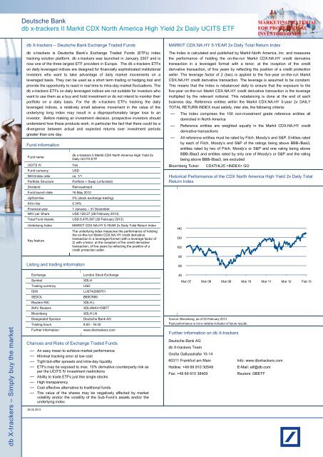 Deutsche Bank db x-trackers II Markit CDX North America High Yield ...