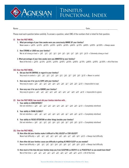 Functional Index Questionnaire - Agnesian