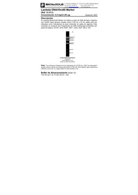 Lambda DNA/HindIII Marker - Biotools