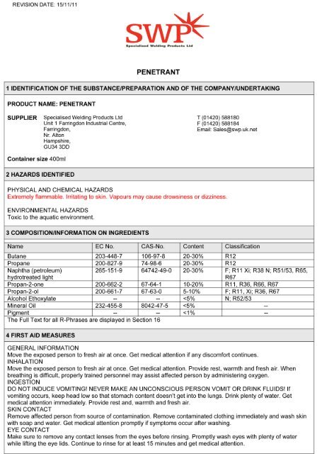 Crack Detector Penetrant Safety Data Sheet.pdf - SWP Crack Detector Penetrant Safety Data Sheet.pdf - SWP