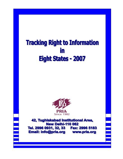 Tracking Right To Information In Eight States - 2007 - CIC
