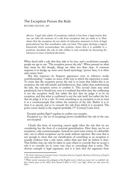 The Exception Proves the Rule