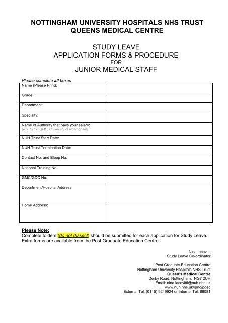 Please complete all boxes - Nottingham University Hospitals NHS ...