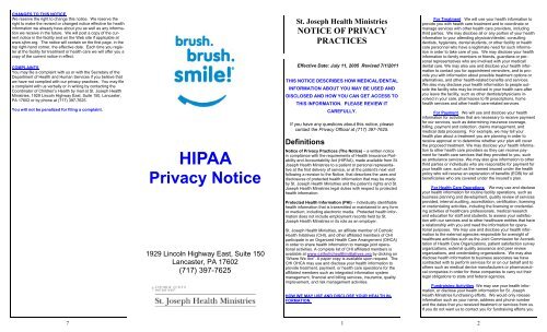 Download the HIPAA Privacy Brochure - SJHM