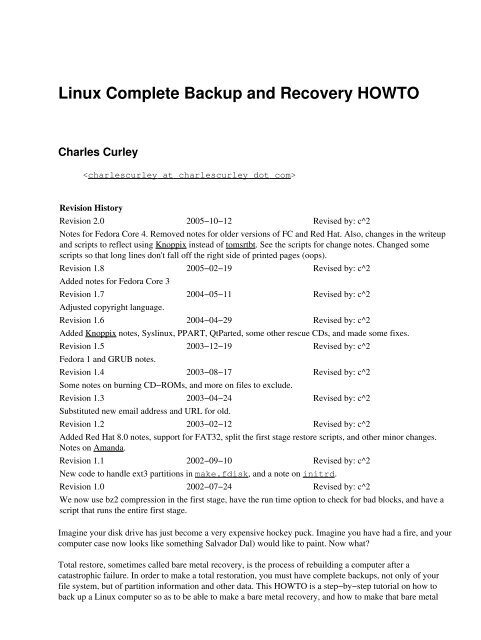 Linux Complete Backup and Recovery HOWTO