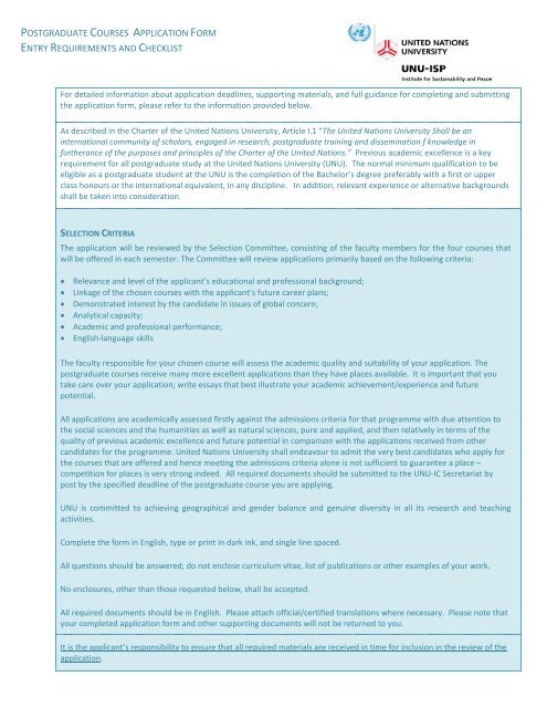 postgraduate courses application form entry requirements and ...