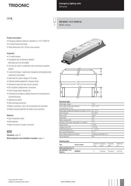 EM BASIC 110 V 50/60 Hz - Tridonic