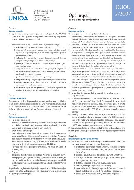 Opci uvjeti za osiguranje umjetnina SAMO PDF - Kelta