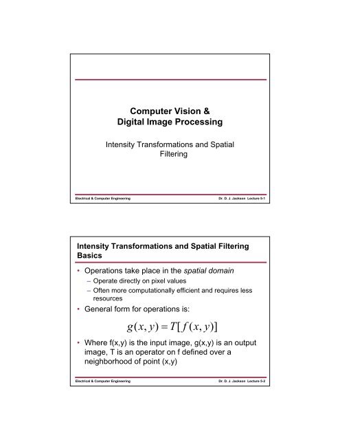 Intensity Transformations and Spatial Filtering