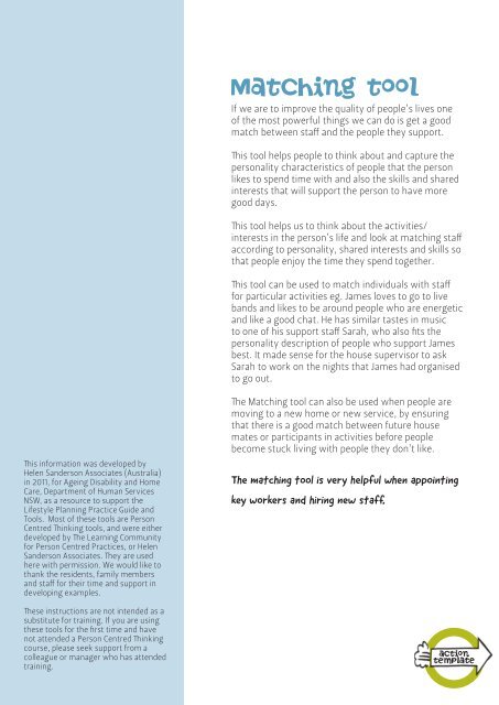 Matching tool - Helen Sanderson Associates