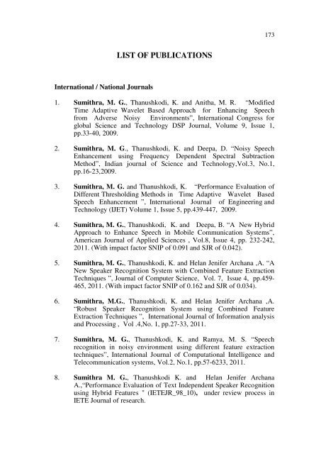 LIST OF PUBLICATIONS