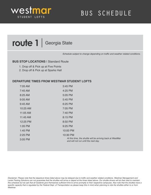 WestMar Bus Schedule Pkg 1.31.12