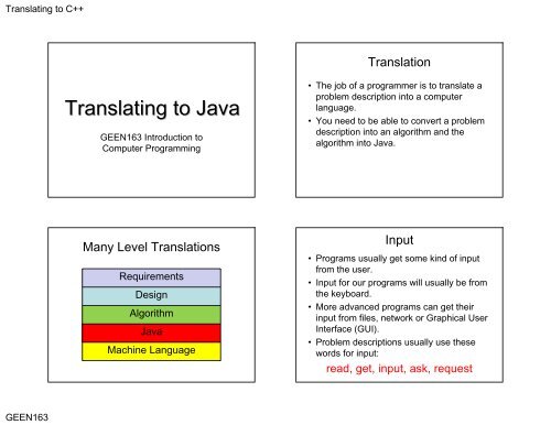 Translating to Java
