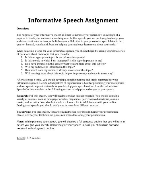 Informative Speech Keyword Outline Thesis Statement For A 
