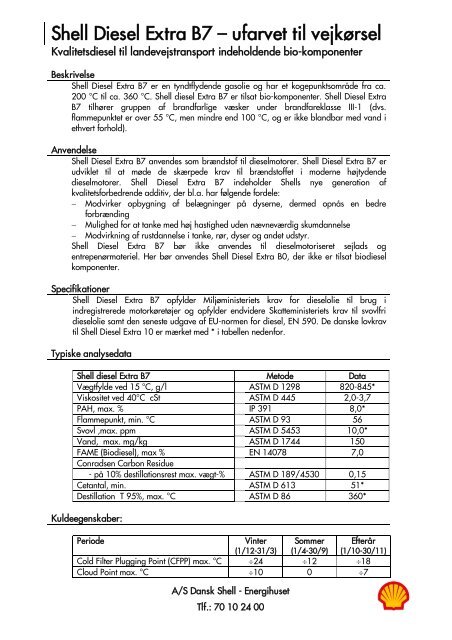 Shell Diesel Extra B7 â€“ ufarvet til vejkÃ¸rsel - dlg