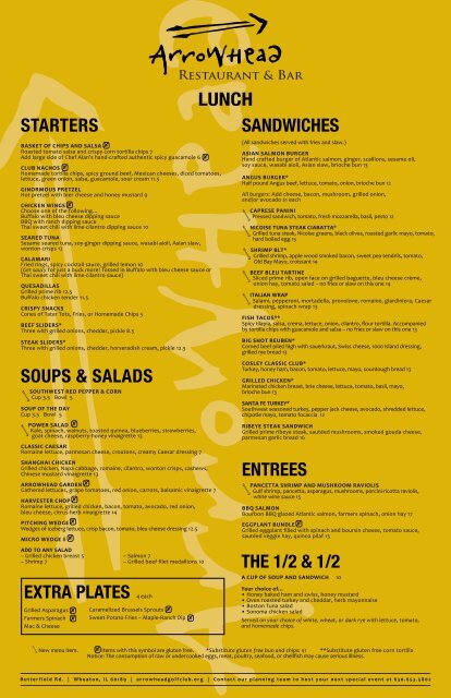 Lunch Menu (PDF) - Arrowhead Golf Club
